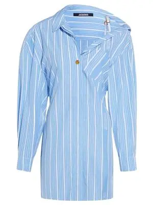 Jacquemus Striped Draped Neck Mini Dress - Blue/white