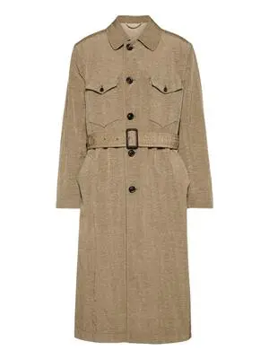 MAISON MARGIELA Drop Shoulder Belted Trench Coat - Brown