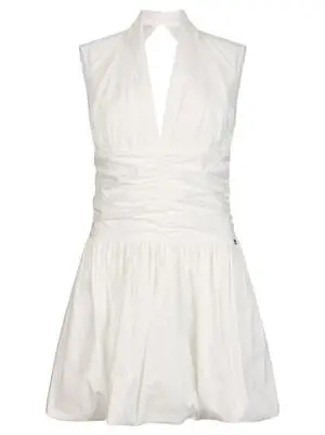 Liu Jo Sleeveless V-neck Poplin Dress With Gathered Detailing And Cut-out Back - Short Dress