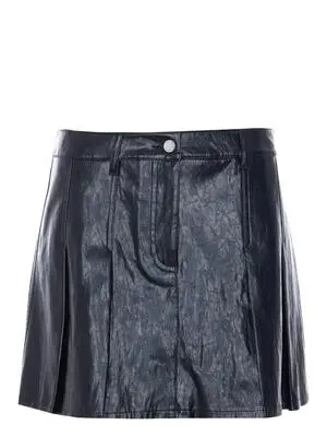 Michael Kors Pleated Patent Mini Skirt - Black