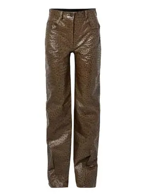 16Arlington High-waisted Straight-leg Leather Trousers - Brown