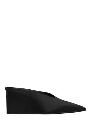 Alaïa Wedge Satin Mules - Black