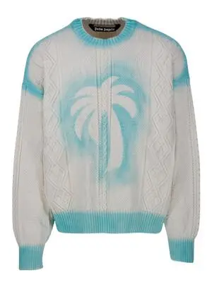 Palm Angels Sprayed Palm Fisherman Jumper - Gray