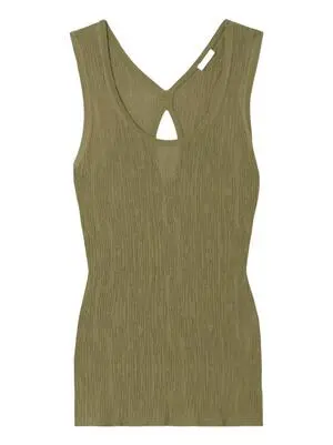 JOSEPH Crew Neck Ribbed Knit Vest - Green