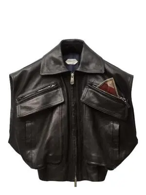 Versace Sleeveless Leather Gilet - Black
