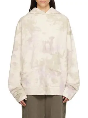 We11Done Tie-dye Hoodie With Graphic Detail - Ivory