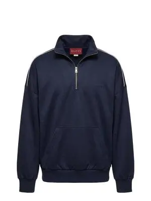 Gucci Technical Jersey Sweatshirt With Embossed Logo - Navy Blue