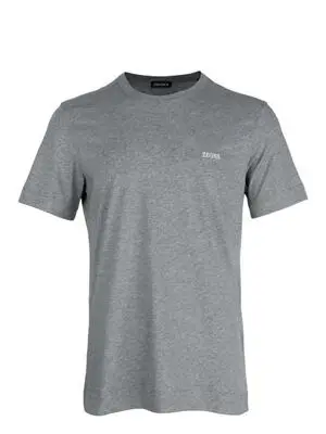 Zegna Logo Embroidered Crewneck T-shirt - Gray
