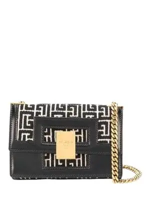 Balmain 1945 Logo Jacquard Shoulder Bag - Black