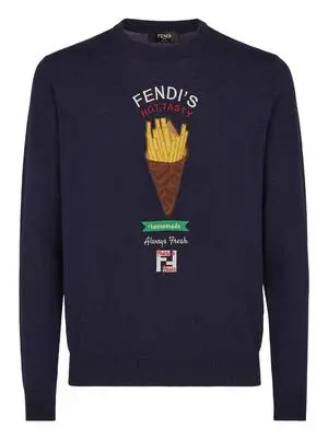 Fendi Fendilicious" Embroidery Pullover - Blue