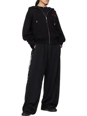 Off-White Logo-print Zip-up Hoodie - Black