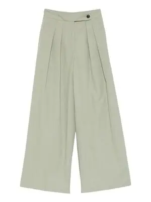Dries Van Noten Pleated Wide Leg Trousers - Gray
