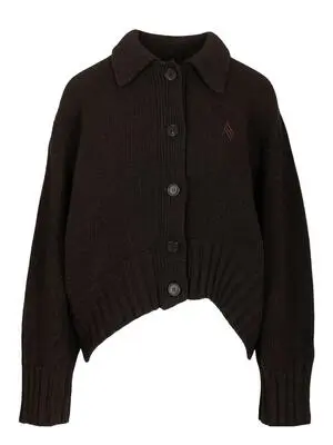 Attico The Attico Ribbed Knit Cardigan Brown