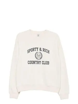 SPORTY  RICH Sporty & Rich Crewneck Pullover Hoodie With Front Graphic - White