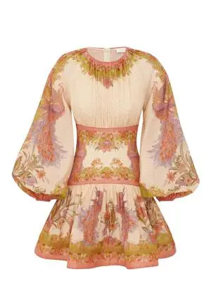 Zimmermann Indra Ruffled Short Dress - Nude