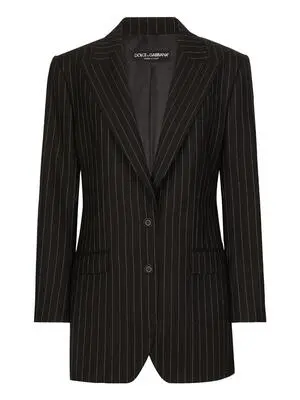 Dolce & Gabbana Single-breasted Pinstriped Blazer - Black