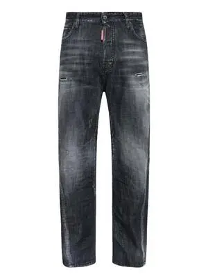 Dsquared2 Distressed Logo Patch Jeans - Black
