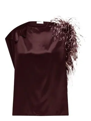FERRAGAMO Asymmetrical Feather Vest - Niu Xuexue
