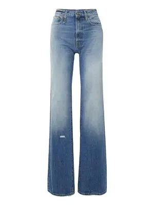 R13 R13 Jane High-Waisted Wide-Leg Jeans With Faded Wash And Whiskering