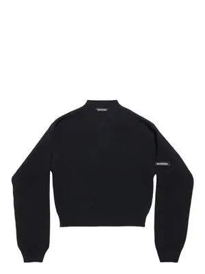 Balenciaga Logo Patch Cropped Sweater - Black