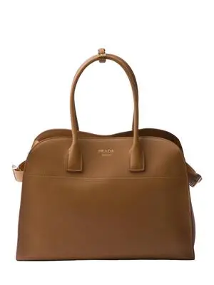 PRADA Prada Large Leather Tote Bag With Embossed Logo
