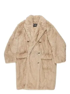 Balenciaga Faux Fur Double-breasted Coat - Camel