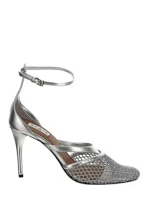 Alaïa Metallic Mesh Pumps With Ankle Strap - Gray