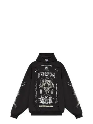 Vetements Logo Patch Drawstring Hoodie - Black