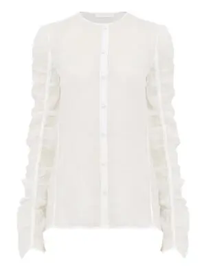 Chloé Long Sleeve Button-up Shirt - White