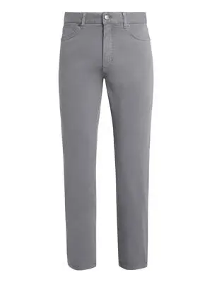 Zegna Zegna Slim-Cut Jeans With Logo Patch Gray