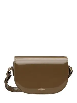 A.p.c. Demi-lune Patent Leather Crossbody Bag - Khaki
