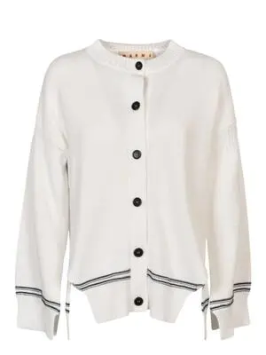 Marni Logo Embroidered Cardigan - White