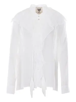ANIYE BY Ruffled Long-sleeve Shirt With Decorative Charms - White