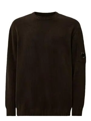 C.P. COMPANY Chenille Crew Neck Knitwear With Lens Detail - Black