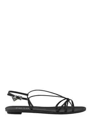 Prada Square-toe Sandals With Buckle Detail - Black