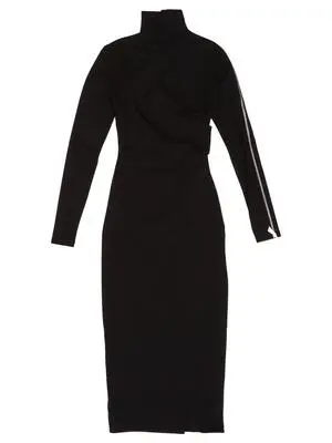 Attico High Neck Zip Detailed Midi Dress - Black