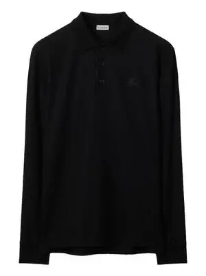 Burberry Long-sleeve Cotton Polo Shirt - Black