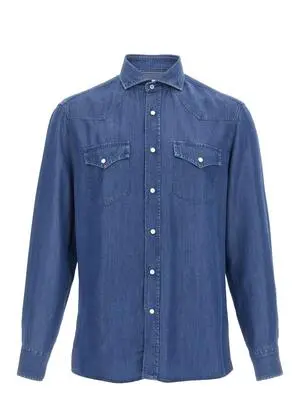 Brunello Cucinelli Long Sleeved Denim Shirt - No