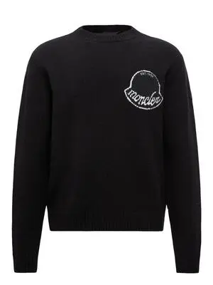 Moncler Moncler Embroidered Logo Crew Neck Sweater Black