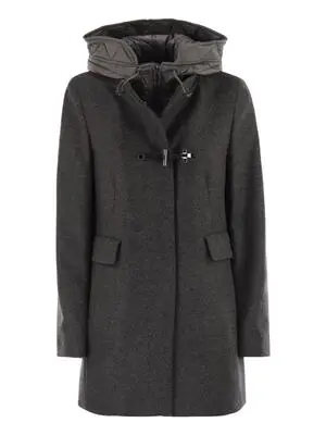 FAY Toggle Fastened Hooded Coat - Black