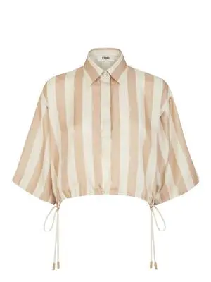 FENDI Fendi Striped Cropped Shirt With Drawstring Hem