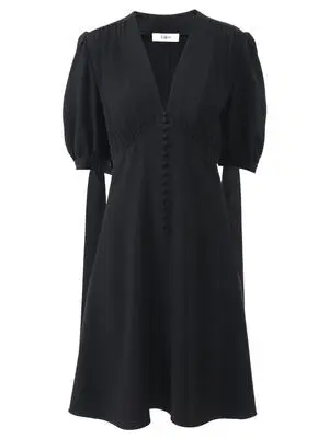 Chloé V-neck Puff Sleeve Mini Dress - Black