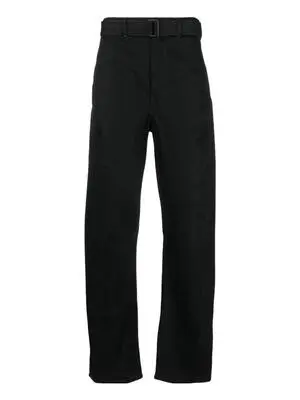 LEMAIRE Belted Straight-leg Pants - Black