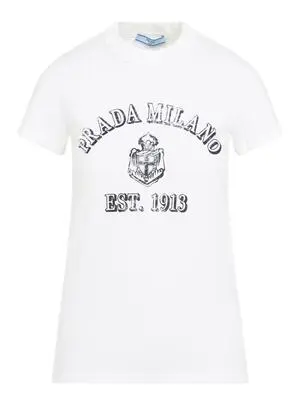 Prada Logo Printed Short Sleeve T-shirt - White