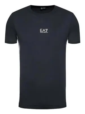 Emporio Armani Logo-print Logo-trim Short-sleeve T-shirt - Black