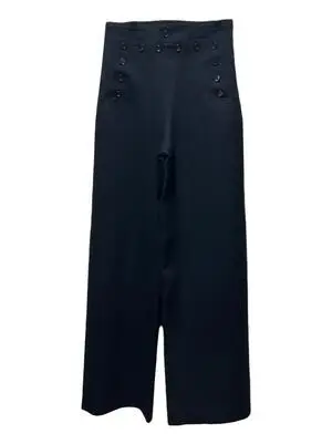 BODE Wool Wide-leg Pants With Button Detailing - Black