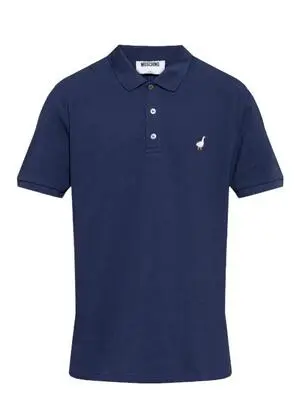 Moschino Goose Embroidered Short Sleeved Polo Shirt - Blue