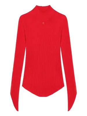 COURREGES High-neck Ribbed-knit Jumper - Red