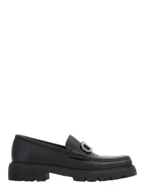 FERRAGAMO Gancini Decorative Moccasin - Black
