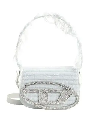 DIESEL® Diesel Logo Embellished Distressed Shoulder Bag White